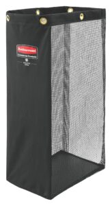 rubbermaid commercial products executive series side-load mesh housekeeping cart bag, black, compatible with rubbermaid cleaning carts for laundry/trash in school/home/office/lobby/mall