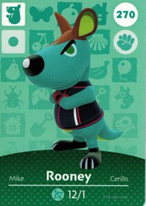 nintendo animal crossing happy home designer amiibo card rooney 270/300 usa version