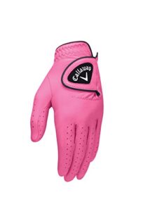 callaway golf 2017 women's opticolor leather glove, pink, large, worn on left hand