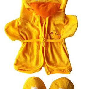 Duck Robe & Slippers Pajamas Outfit Teddy Bear Clothes Fit 14" - 18" Build-A-Bear and Make Your Own Stuffed Animals