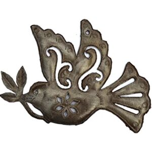 It's Cactus Home Decor Bird, Set of 2 Dove of Peace with Olive Branch, Wall Hanging Plaques, Cute Metal Garden Art 5.5 x 8 Inches, Handmade in Haiti