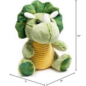 HollyHOME Plush Triceratops Dinosaur Cute Stuffed Animal Toy Soft Cuddly Doll for Kids Green 12 Inch