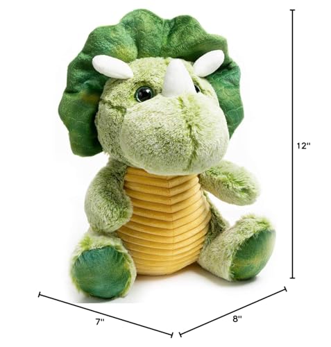 HollyHOME Plush Triceratops Dinosaur Cute Stuffed Animal Toy Soft Cuddly Doll for Kids Green 12 Inch