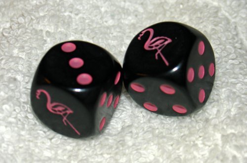 Black With Pink Flamingos Dice Pair by NON-Label