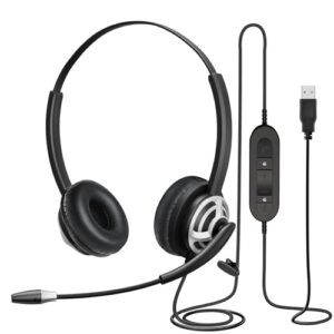 mairdi usb headset with microphone for computer, pc headset with mic noise canceling for laptop teams zoom office call center voip phone calls, dictation headset for dragon voice recognition