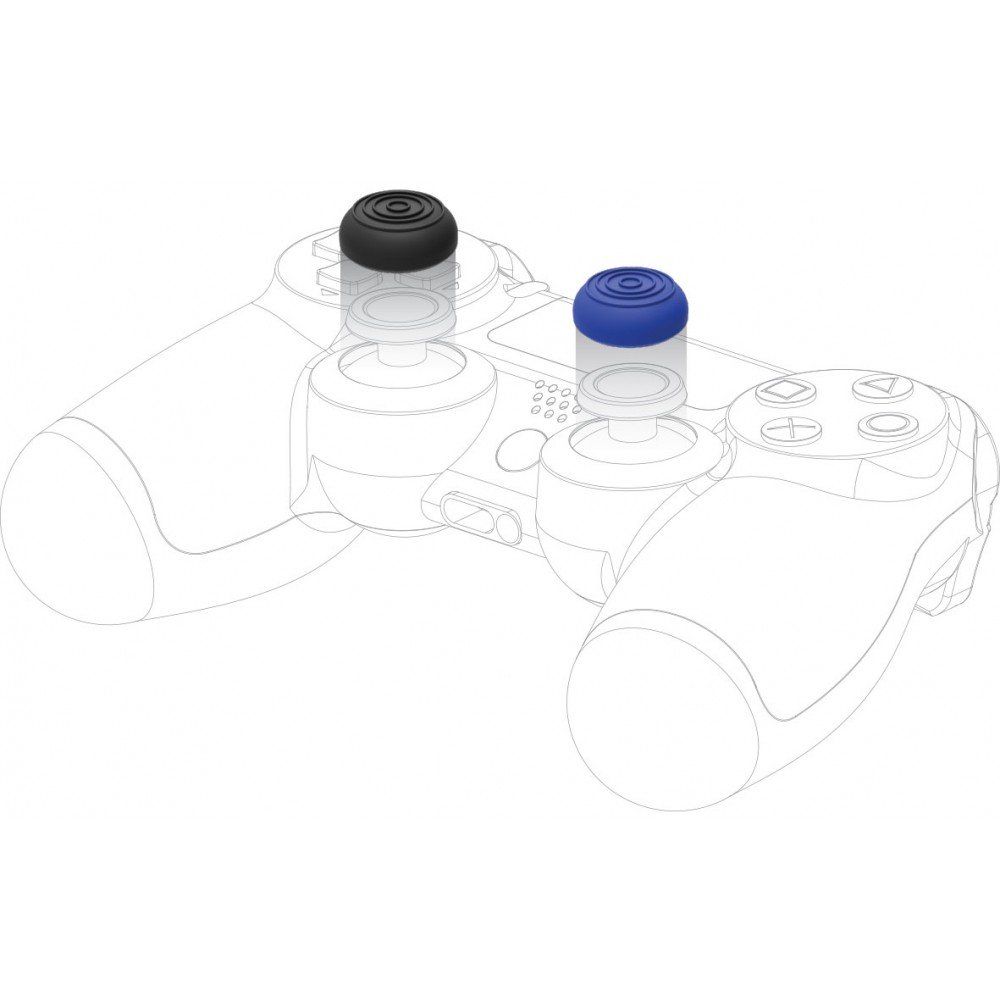 Snakebyte Control: Caps - 8x Thumb Grips for PlayStation 4 Controller/Gamer Pad (4x Black/ 4x Blue)