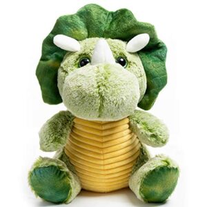 hollyhome plush triceratops dinosaur cute stuffed animal toy soft cuddly doll for kids green 12 inch