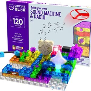 E-Blox Building Blocks STEM Circuit Kit, 120 Projects, Build Your Own Sound Machine & Radio, Build Real Working FM Radio & Listen to Favorite Station, Science, Birthday Gift, Boys, Girls, 8+