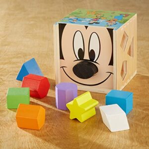 Melissa & Doug Disney Mickey Mouse & Friends Wooden Shape Sorting Cube - Mickey Mouse Toys, Classic Wooden Toys For Babies And Toddlers Ages 2+