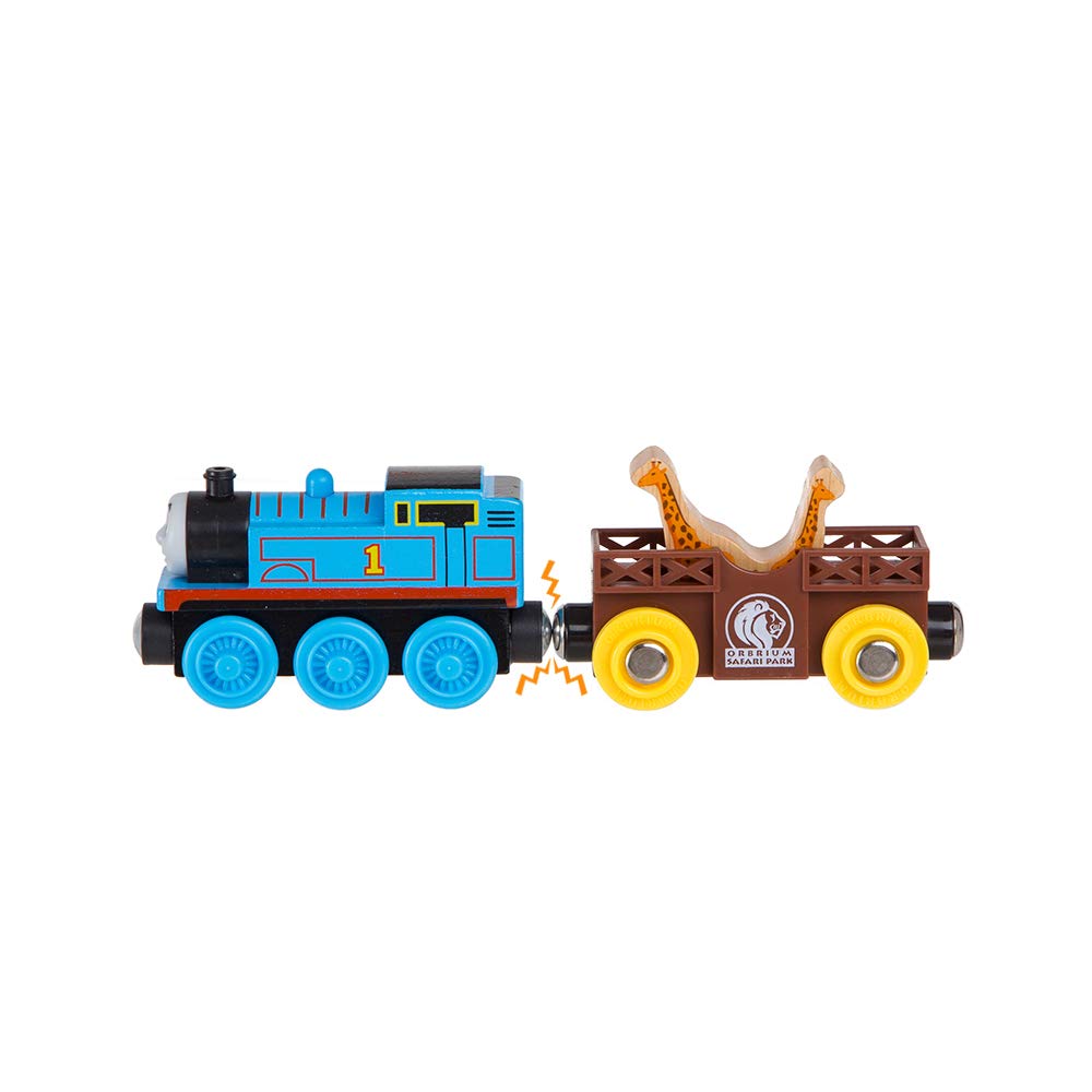 Orbrium Toys 12 (18 Pcs) Wooden Engines & Train Cars Collection with Animals, Farm Safari Zoo Wooden Animal Train Cars, Circus Wooden Train Compatible with Thomas, Brio, Chuggington