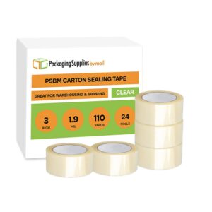 clear packing tape, packaging shipping tape rolls, 3 inch x 110 yards, 1.9 mil thick, 24 pack