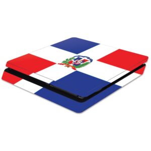 mightyskins skin compatible with sony ps4 slim console - dominican flag | protective, durable, and unique vinyl decal wrap cover | easy to apply, remove, and change styles | made in the usa