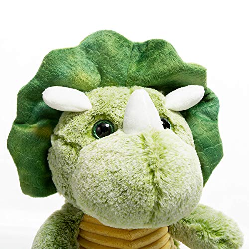 HollyHOME Plush Triceratops Dinosaur Cute Stuffed Animal Toy Soft Cuddly Doll for Kids Green 12 Inch