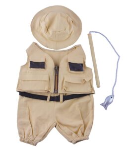 fisherman w/hat and pole outfit teddy bear clothes fit 14 - 18 build-a-bear and make your own stuffed animals