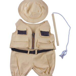 Fisherman w/Hat and Pole Outfit Teddy Bear Clothes Fit 14 - 18 Build-A-Bear and Make Your Own Stuffed Animals