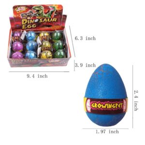 GracesDawn 12 Pack Dinosaur Egg Cute Magic Growing Dinosaur Egg Add Water Child Gift Hatching Inflatable Toy(Color Cracks)