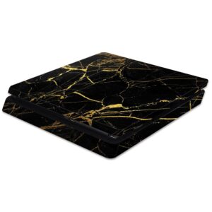 mightyskins skin compatible with sony ps4 slim console - black gold marble | protective, durable, and unique vinyl decal wrap cover | easy to apply, remove, and change styles | made in the usa