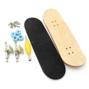 isaddle maple wooden fingerboard with blue bearing wheels nuts trucks tool kit