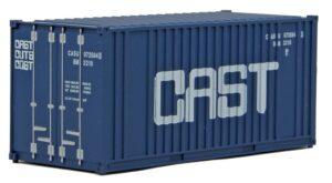 walthers scenemaster ho scale model of cast (blue, white) 20' corrugated container with flat panel,949-8009