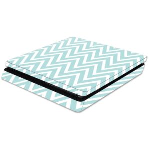 mightyskins skin compatible with sony ps4 slim console - aqua chevron | protective, durable, and unique vinyl decal wrap cover | easy to apply, remove, and change styles | made in the usa