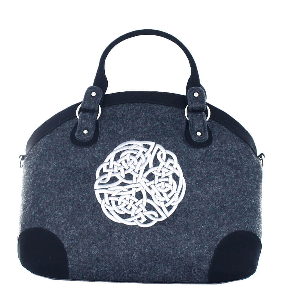 Irish Tote Handbag for Women Celtic Knot Wool & Leather Purse Made in Ireland