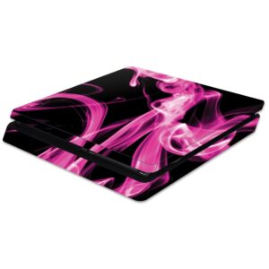 mightyskins skin compatible with sony ps4 slim console - pink flames | protective, durable, and unique vinyl decal wrap cover | easy to apply, remove, and change styles | made in the usa