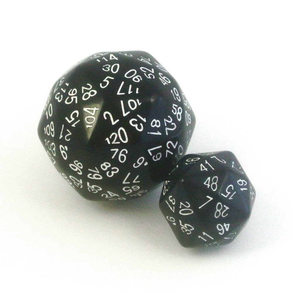 120-sided and 48-sided Dice in Black