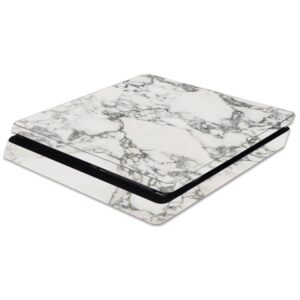 mightyskins skin compatible with sony ps4 slim console - white marble | protective, durable, and unique vinyl decal wrap cover | easy to apply, remove, and change styles | made in the usa