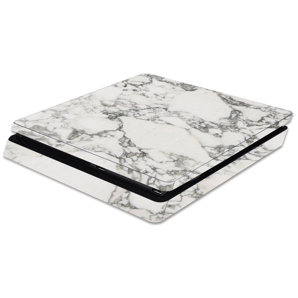 MightySkins Skin Compatible with Sony PS4 Slim Console - White Marble | Protective, Durable, and Unique Vinyl Decal wrap Cover | Easy to Apply, Remove, and Change Styles | Made in The USA