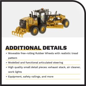 Diecast Masters 1:50 Caterpillar 12M3 Motor Grader | High Line Series Cat Trucks & Construction Equipment | 1:50 Scale Model Diecast Collectible | Diecast Masters Model 85519