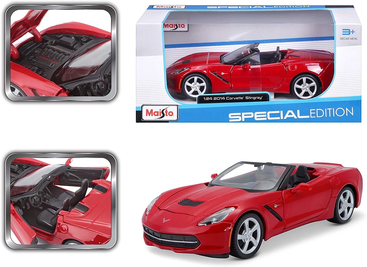 Maisto 2014 Chevrolet Corvette C7 Convertible 1/24 31501 (31501RD), Red and Black