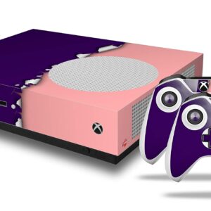 WraptorSkinz Decal Vinyl Skin Wrap Compatible with Xbox One S Console and Controllers - Ripped Colors Purple Pink