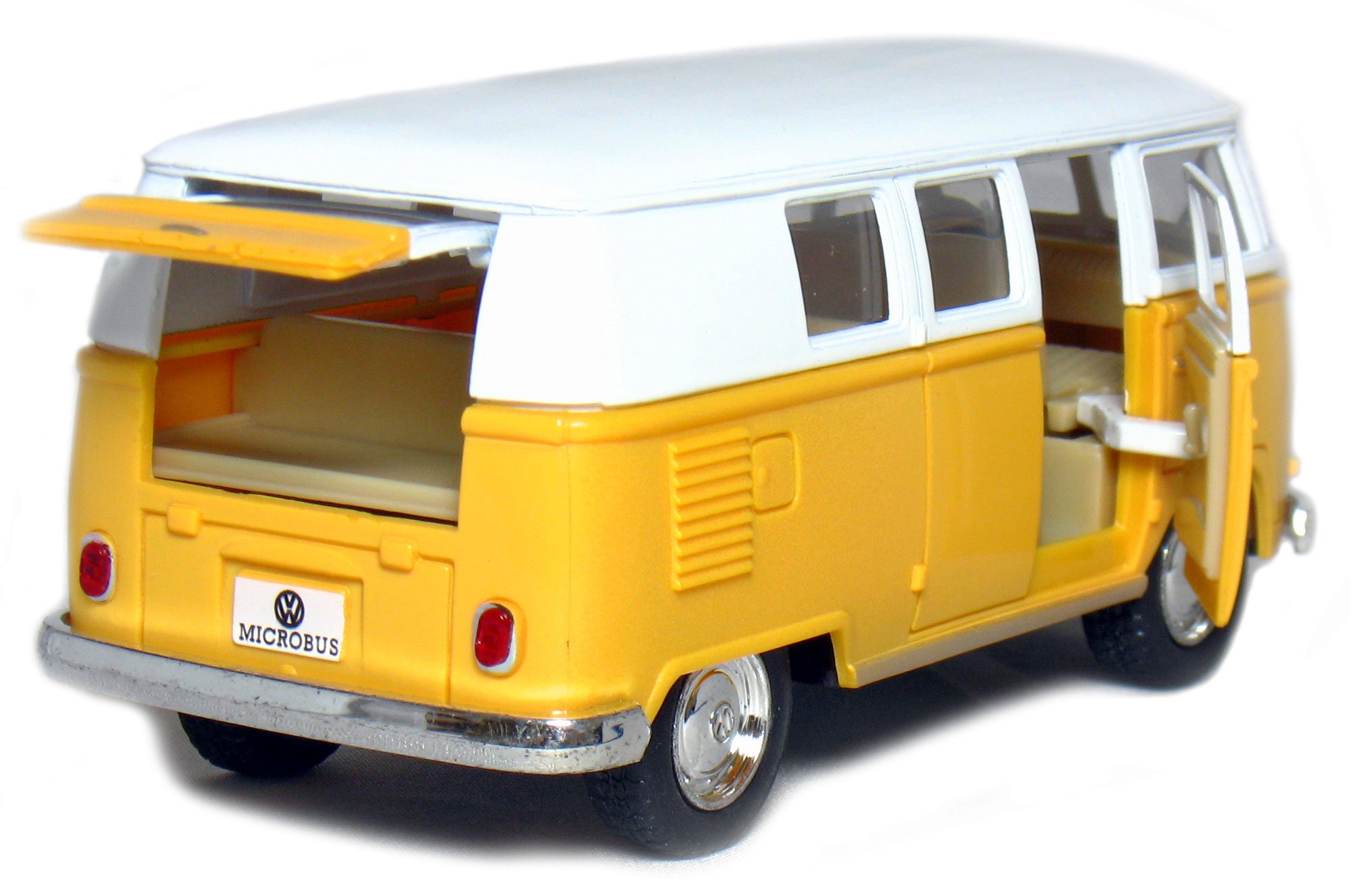 KiNSMART 5in Die-cast 1962 VW Classic Bus 1/32 Scale (Yellow), Pull Back n Go Action. For unisex