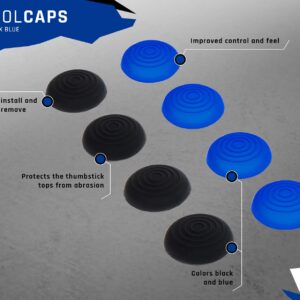 Snakebyte Control: Caps - 8x Thumb Grips for PlayStation 4 Controller/Gamer Pad (4x Black/ 4x Blue)