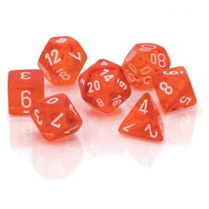 polyhedral 7-die translucent dice set - orange