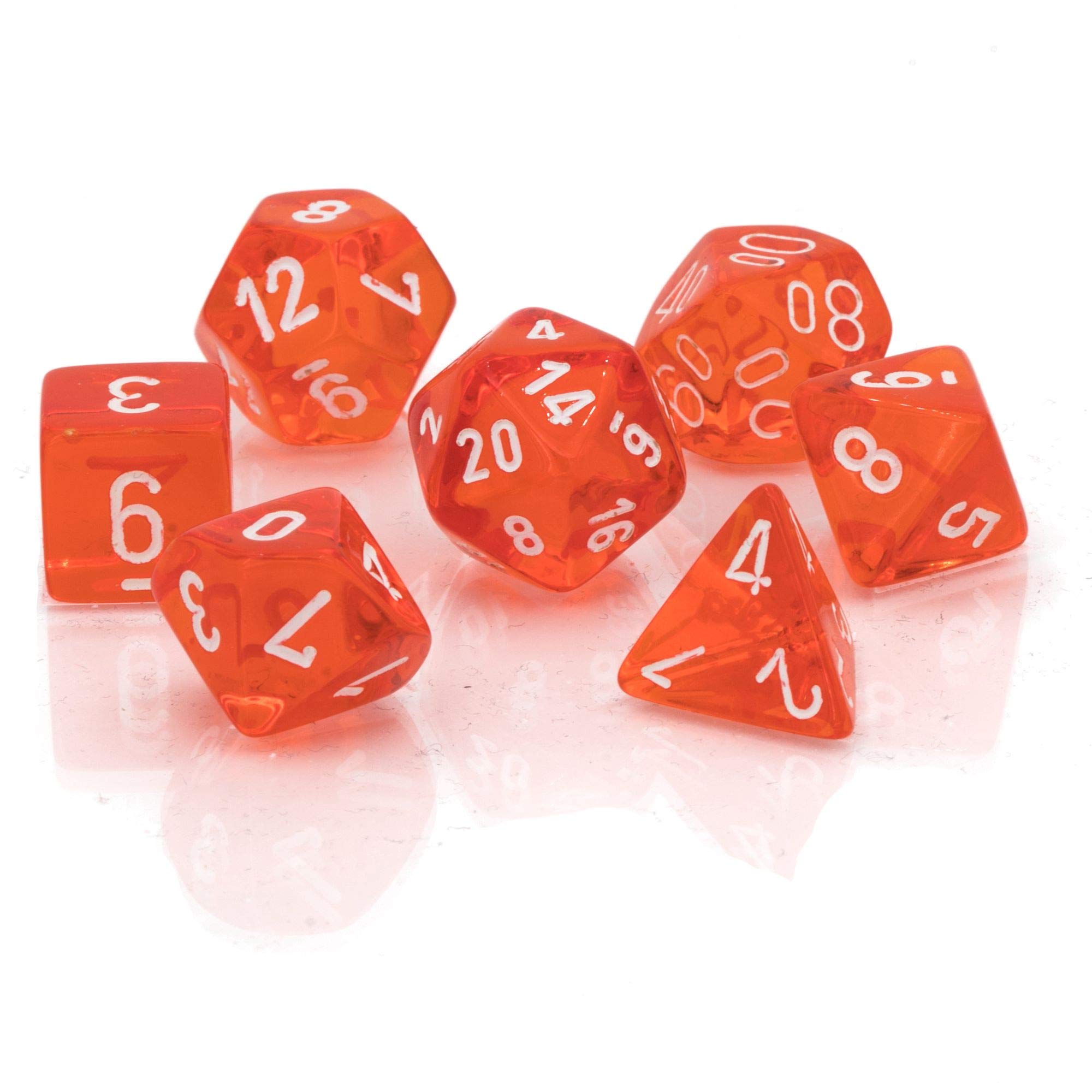 Polyhedral 7-Die Translucent Dice Set - Orange