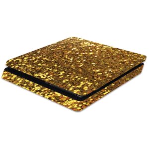 mightyskins skin compatible with sony playstation 4 slim ps4 wrap cover sticker skins gold glitter