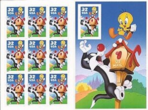 usps looney tunes sylvester and tweety (pane of 10) 32 cent postage stamps 1998 scott #3204