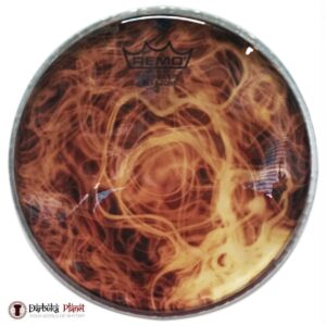 remo dx-series skyndeep clear tone doumbek darbuka drumhead - yellow mist graphic, 8.75"