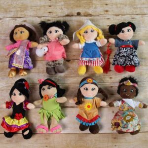 Snuggle Stuffs Soft Plush Around The World 8" Dolls, 8 Pack