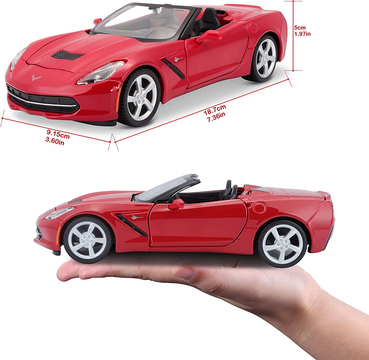 Maisto 2014 Chevrolet Corvette C7 Convertible 1/24 31501 (31501RD), Red and Black