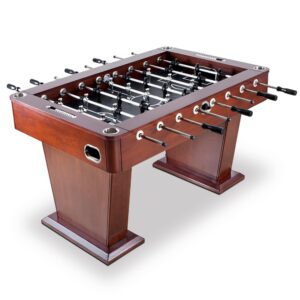 hathaway millenium pro series 55 inch foosball table adult size for family rec room - with smooth playfield, dual abacus scoring, auto ball return, sturdy leg levelers & foosball balls – mahogany