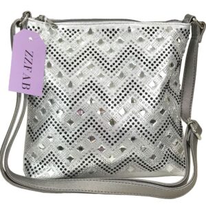 Zzfab Gem Stone Cheron Zigzag Sparkle Cross Body bag Bling Purses Silver (Pewter)