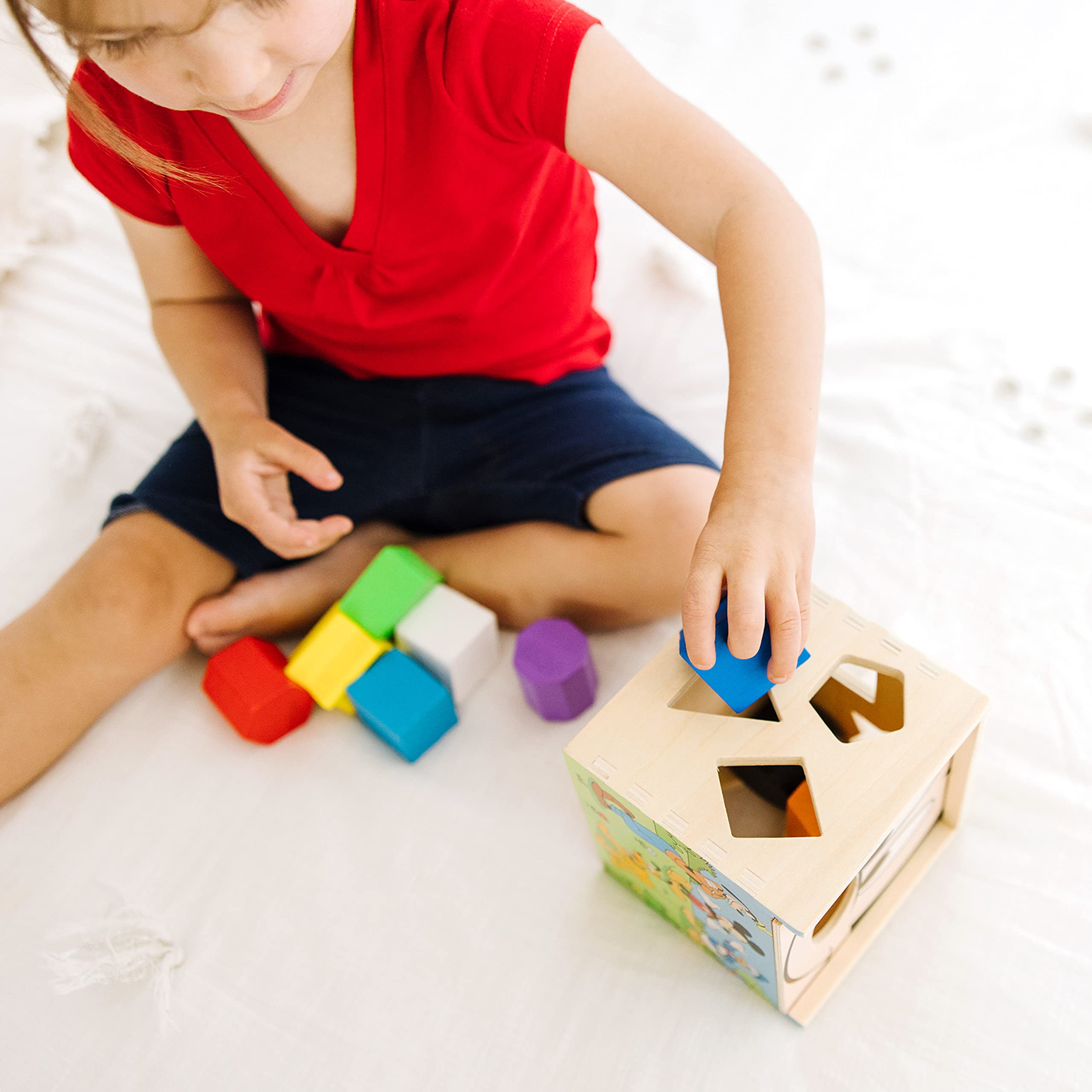 Melissa & Doug Disney Mickey Mouse & Friends Wooden Shape Sorting Cube - Mickey Mouse Toys, Classic Wooden Toys For Babies And Toddlers Ages 2+