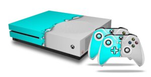 wraptorskinz decal vinyl skin wrap compatible with xbox one s console and controllers - ripped colors neon teal gray