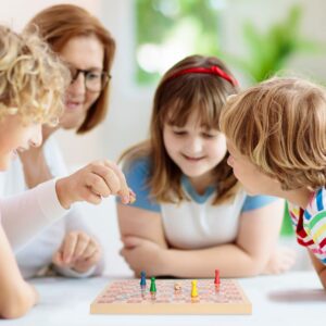 Yellow Mountain Imports 2-in-1 Reversible Wooden Snakes and Ladders, Ludo Game Set - 11.3 inches