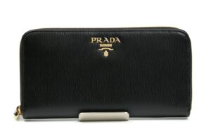 prada women's black leather long wallet 1ml506 vitello move nero zip around