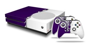 wraptorskinz decal vinyl skin wrap compatible with xbox one s console and controllers - ripped colors purple white