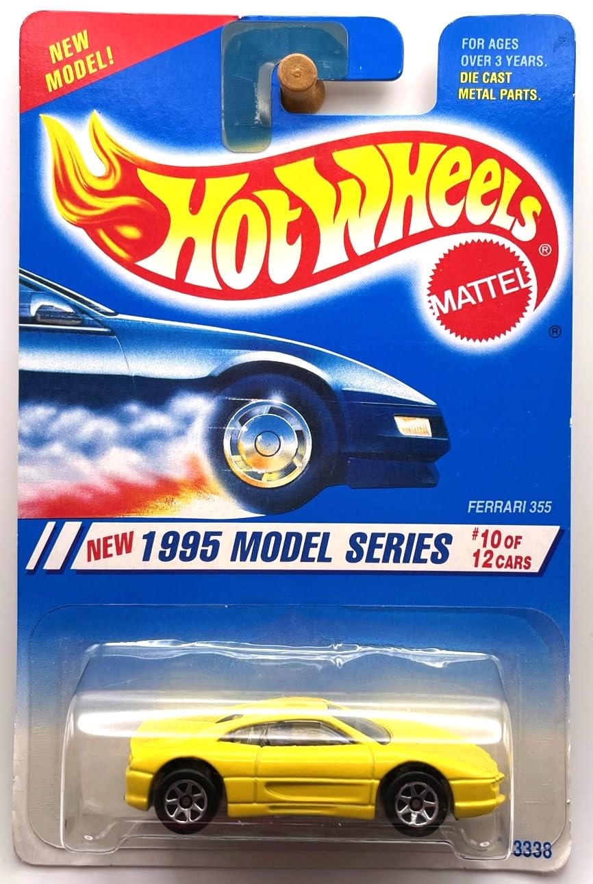 Hot Wheels 1995 Model Series 10/12 Yellow Ferrari 355 7SPOKE 'New Model' Card