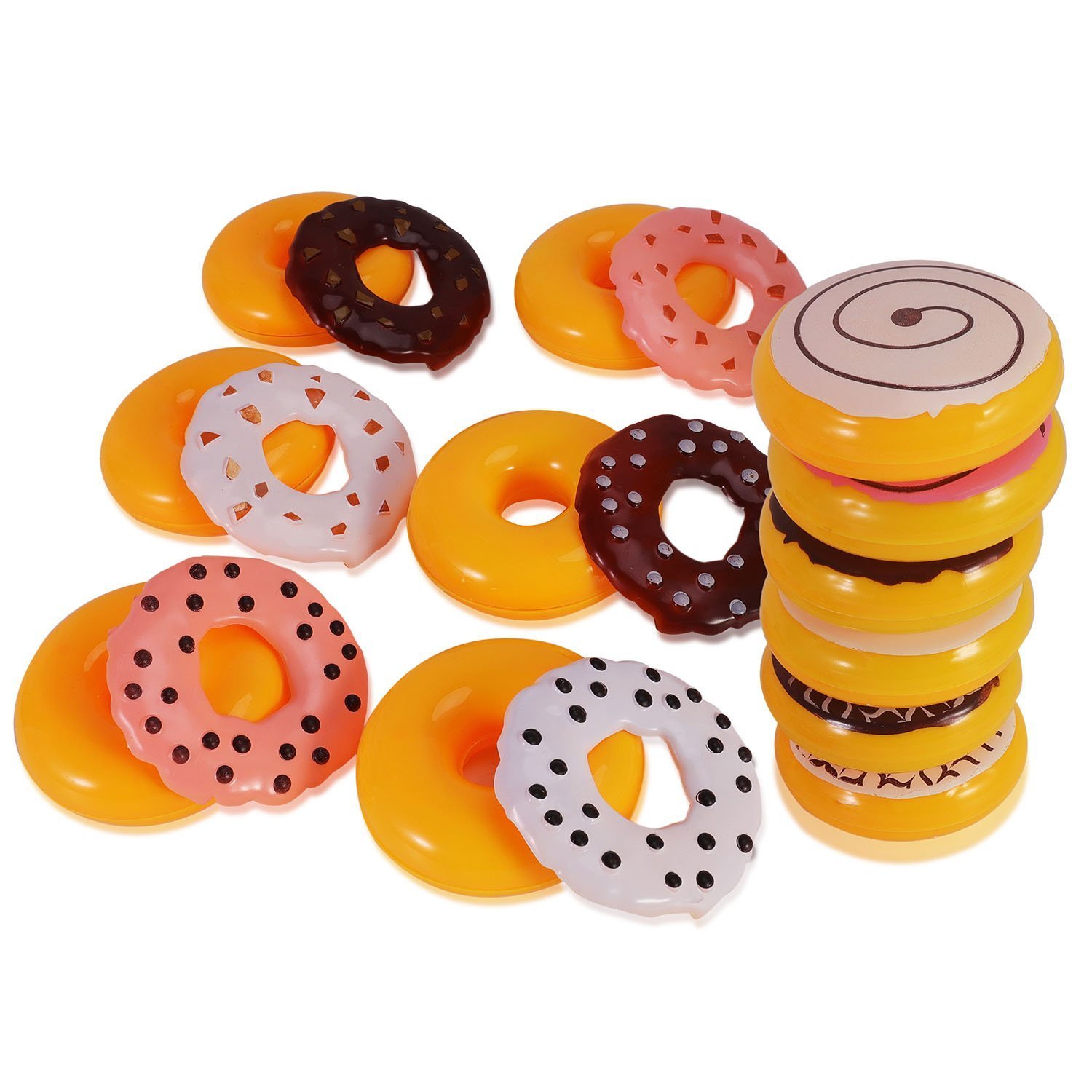 12 Piece Assorted Fake Donuts Pretend Play Toy Faux Doughnuts Food Set for Kids